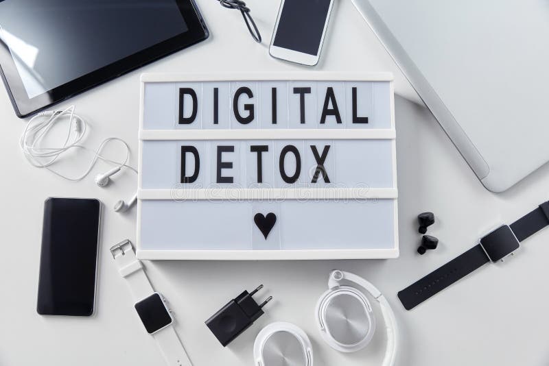 Gadgets and Digital Detox Words on Light Box Stock Image - Image of ...