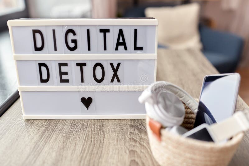 Gadgets and Digital Detox Words on Light Box Stock Image - Image of ...