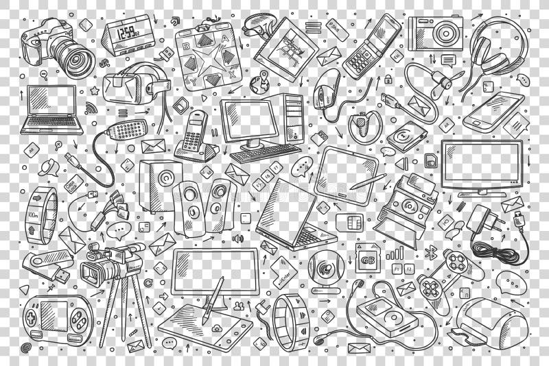 Hand Drawn Freelancing Set Doodle Vector Background Stock Vector ...
