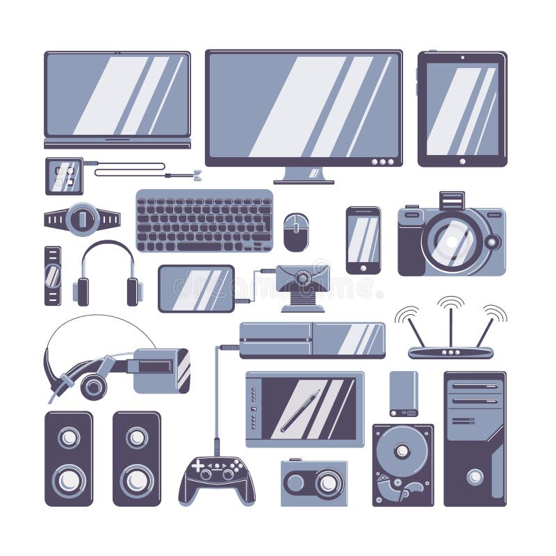 Gadgets icons set. stock vector. Illustration of devices - 81017769