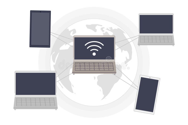 Gadgets on Map Background Vector Illustration Cartoon Stock Vector ...