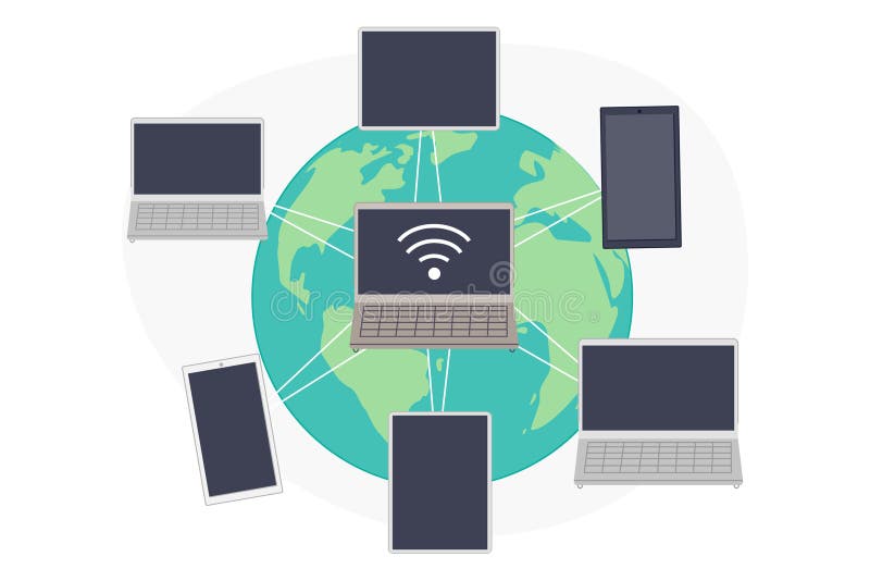 Gadgets on Map Background Vector Illustration Cartoon Stock Vector ...