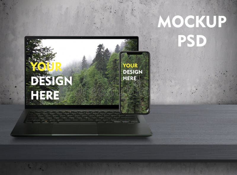 Gadgets mockup stock image. Image of design, text, poster - 264256029