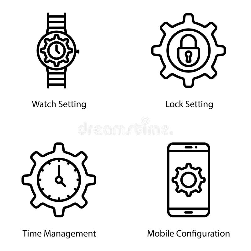 Gadgets Setting Icons stock vector. Illustration of productivity ...