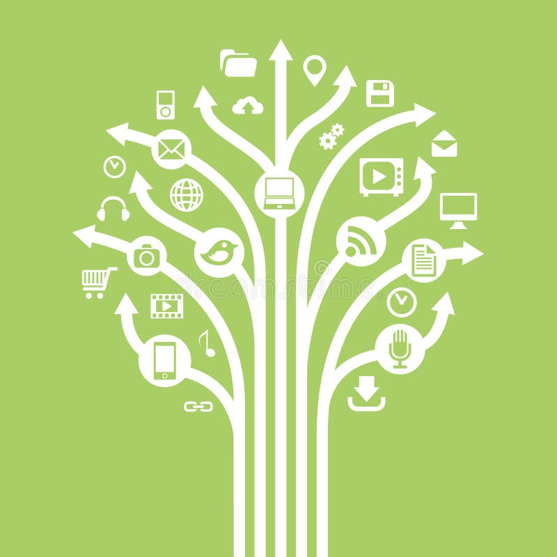Gadgets and Technology Symbols on Tree with Arrow. Conceptual Il Stock ...