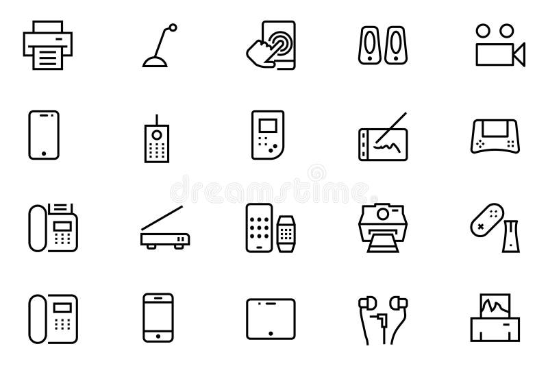 Gadgets Vector Line Icons 3 Stock Illustration - Illustration of camera ...