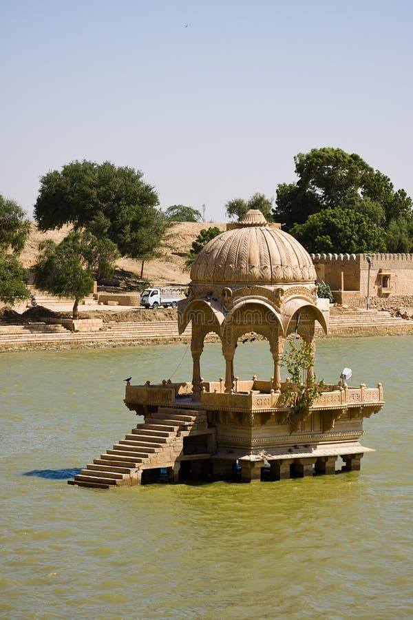 Gadisar Lake with Ducks in the Morning at Sunrise. Man-made Water ...