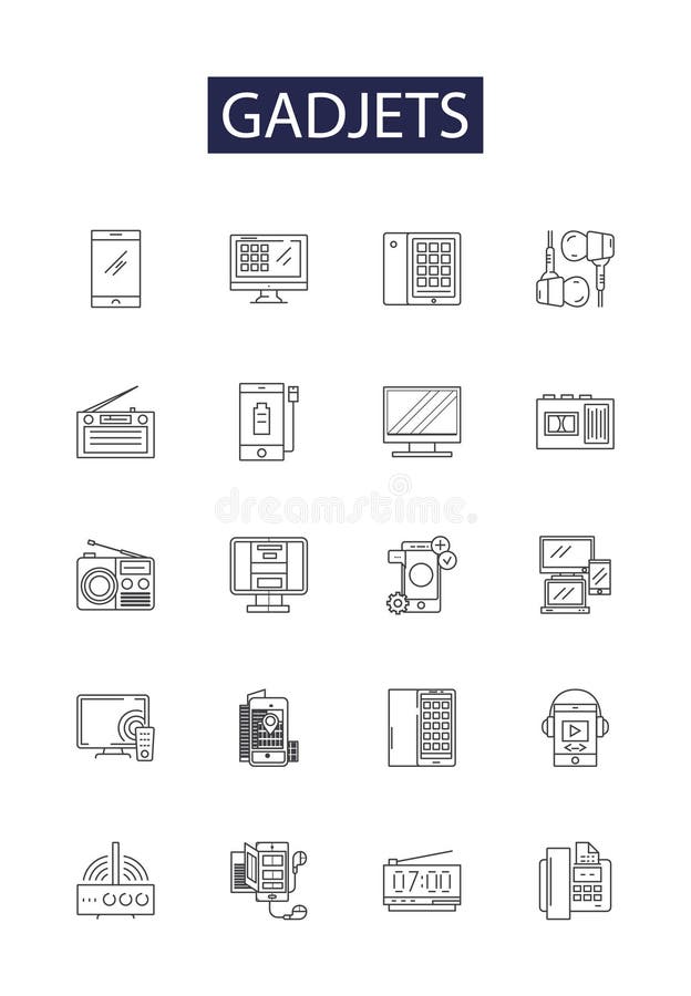 Gadjets Line Vector Icons and Signs. Devices, Electronics, Phones ...