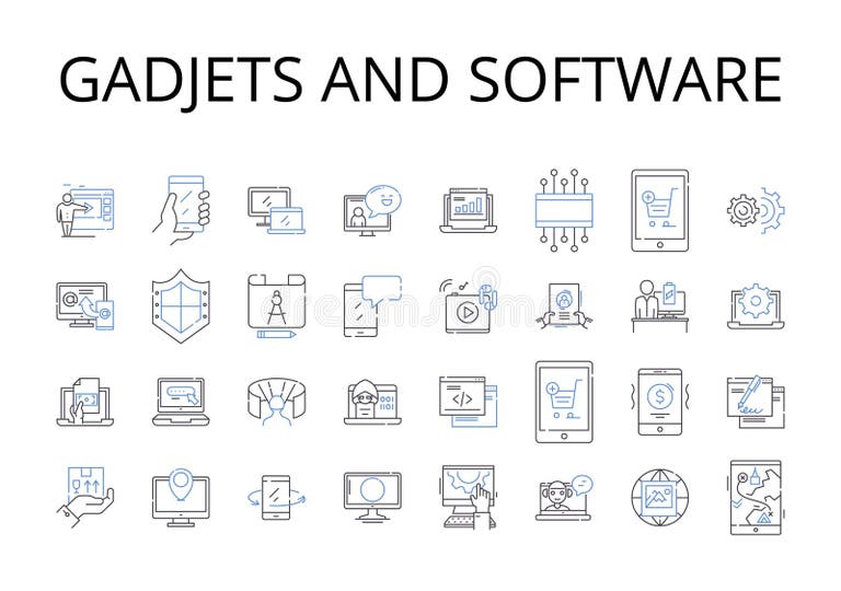 Gadjets and Software Line Icons Collection. Devices, Tools, Appliances ...