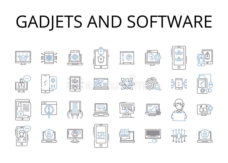 Gadjets and Software Line Icons Collection. Devices, Tools, Appliances ...