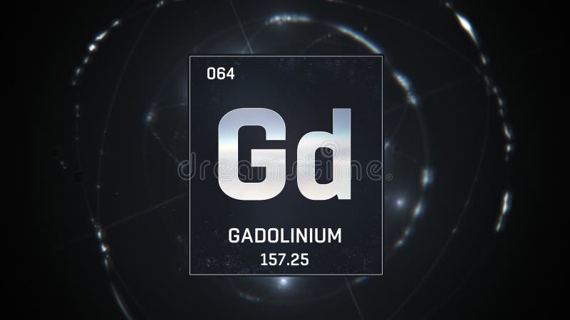 Gadolinium As Element 64 of the Periodic Table 3D Illustration on Blue ...