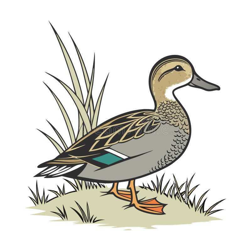 Gadwall Bird Realistic Illustration Stock Photo - Illustration of ...