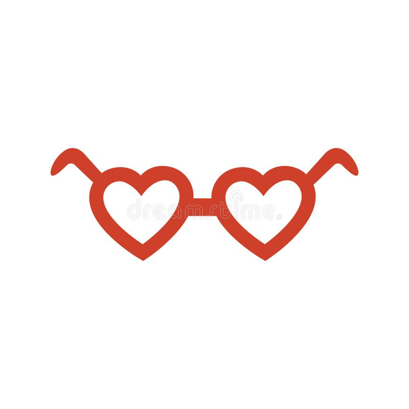 Gafas Rojas Vectoriales En Forma De Corazones Ilustración del Vector ...