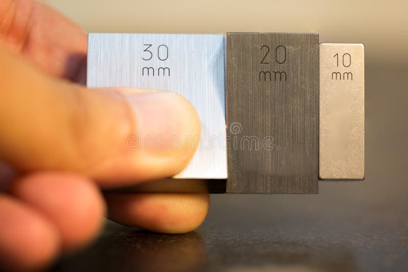 Calibration Outside Micrometer With Gage Block Stock Image Image Of
