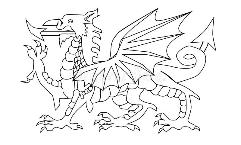 Galês Dragon Outline ilustração do vetor. Ilustração de vetor - 79013046