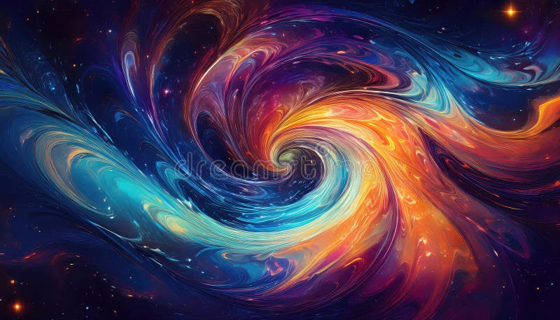 Galactic Abstraction Whirlpool of Cosmic Colors, Dynamic Liquid ...