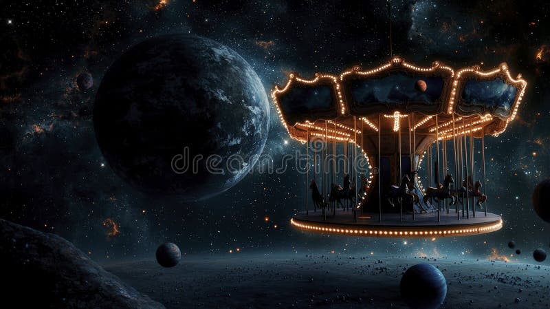 Galactic Carousel Adventure Outer Space Digital Artwork Cosmic ...