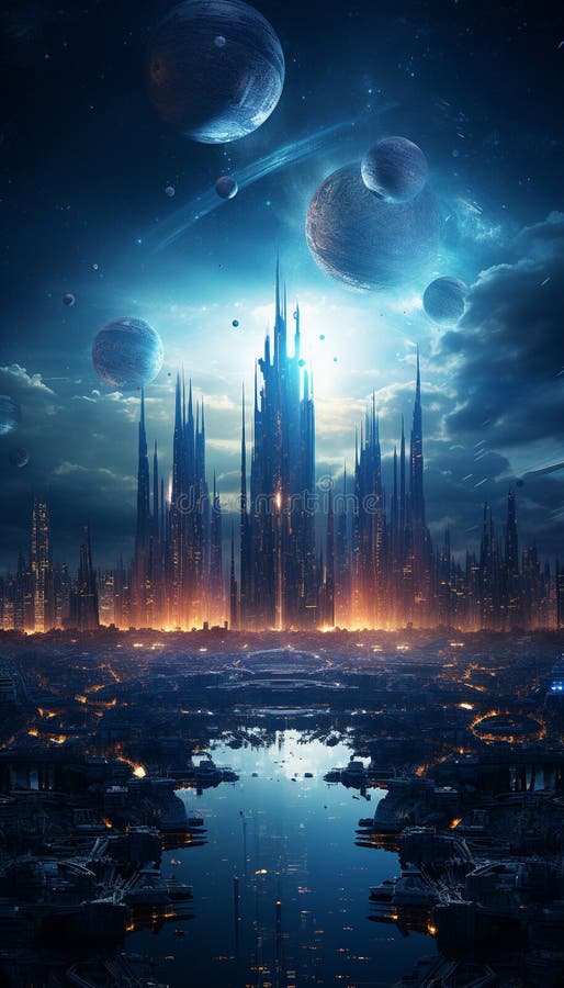 Galactic City a Huge City Located in Orbit Around the _012 Stock ...