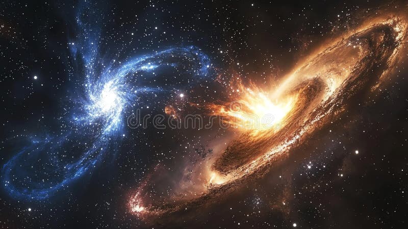 A Galactic Collision in Deep Space, with Billions of Stars Merging and ...