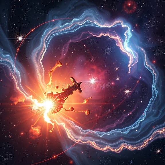 A Galactic Collision Texture with Vibrant Energy Waves and Star ...