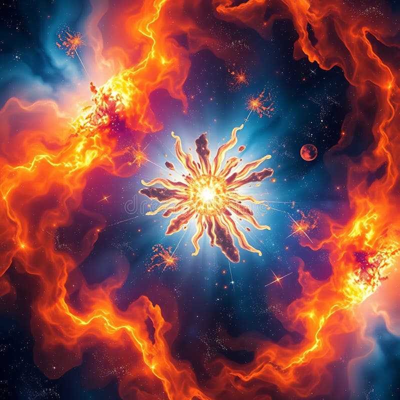 A Galactic Collision Texture with Vibrant Energy Waves and Star ...