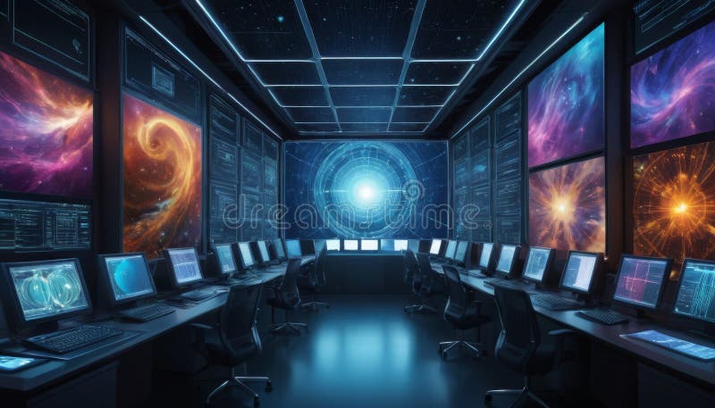 Galactic Command Center Interior Stock Photo - Image of starship, space ...