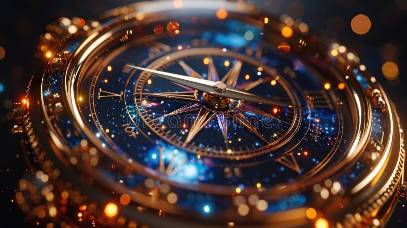 Galactic Compass for Direction or Time Management Concept Stock ...