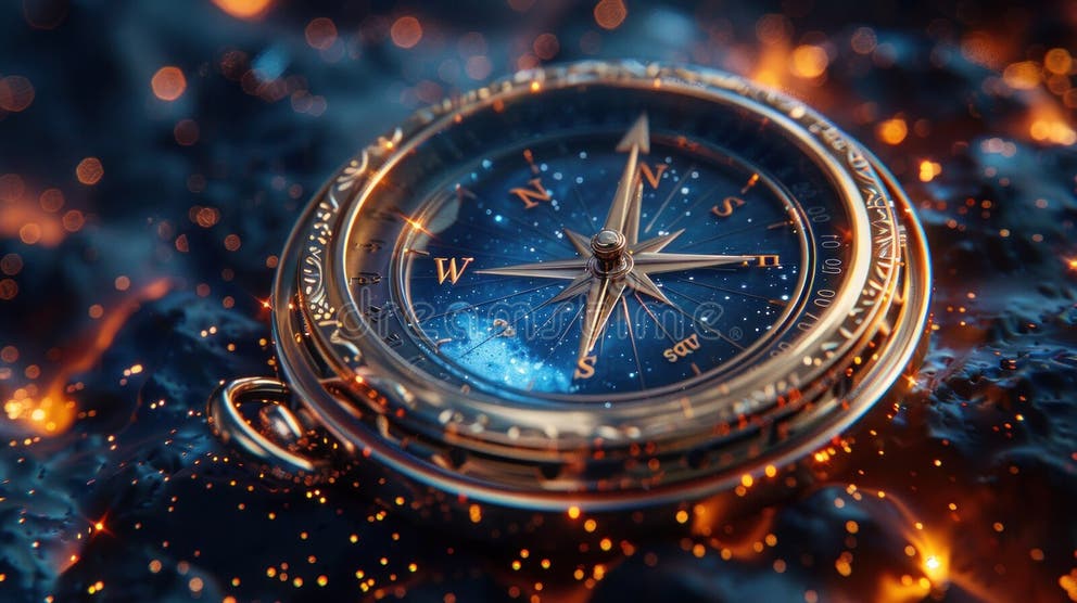 Galactic Compass for Direction or Time Management Concept Stock ...