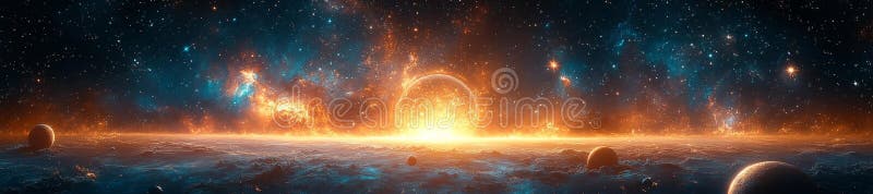 Galactic Core Illumination with Planetary Alignments Stock Illustration ...
