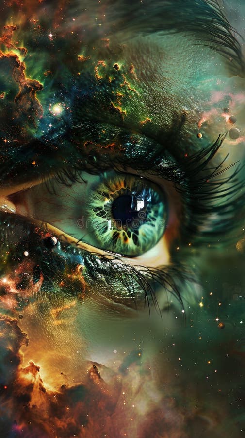 Galactic Eye Concept with Nebula Colors Stock Photo - Image of vision ...