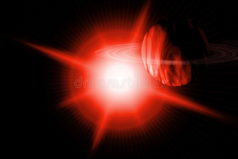 Galactic Flare Red Planet with Rings Stock Illustration - Illustration ...