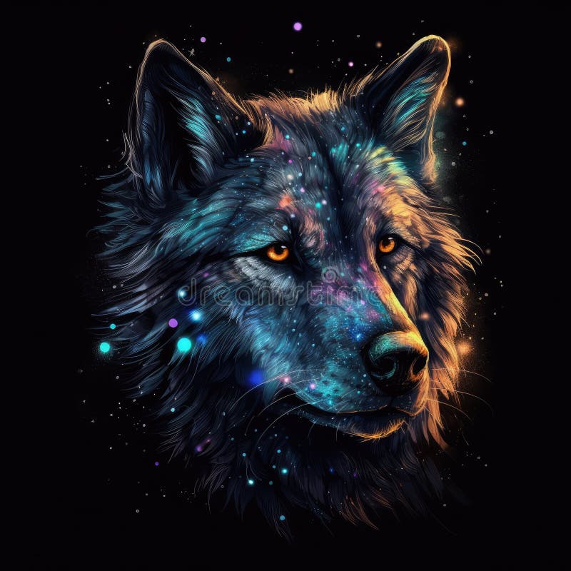 Galactic Glass Face Illustration on Black Background for Creative ...