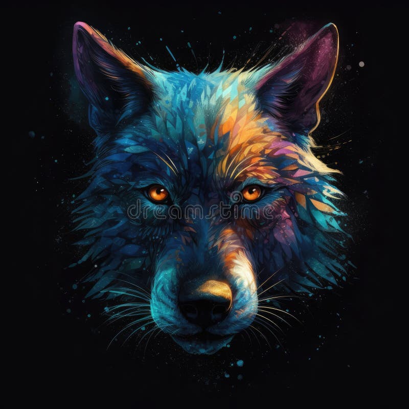 Galactic Glass Face Illustration on Black Background for Creative ...