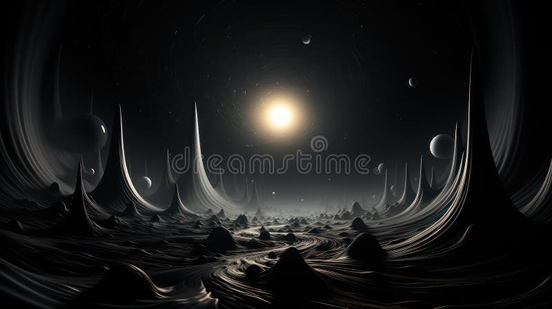 Galactic Illusion: Line Art in Greyscale. Created with Generative AI ...
