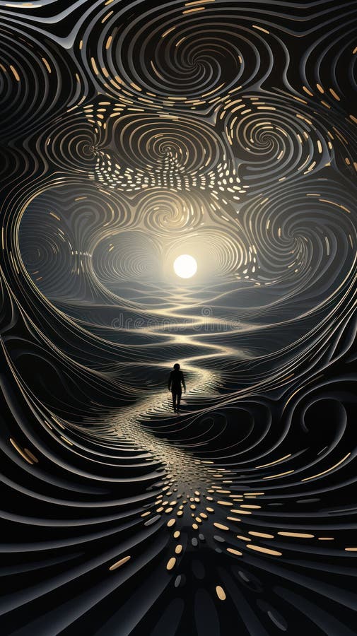 Galactic Illusion: Line Art in Greyscale. Ceated with Generative AI ...