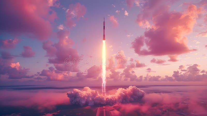 Galactic Journey: the Start of a Futuristic Rocket Launch Mission Stock ...
