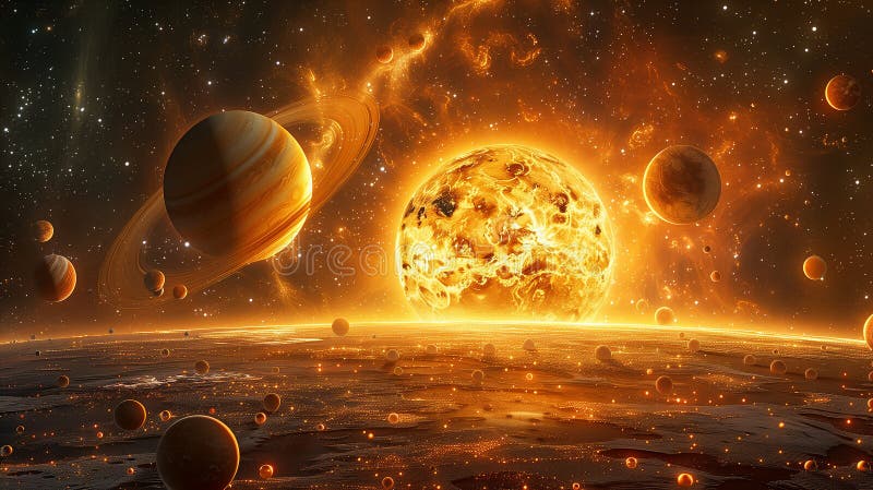 Galactic Landscape with Shining Stars Stock Illustration - Illustration ...