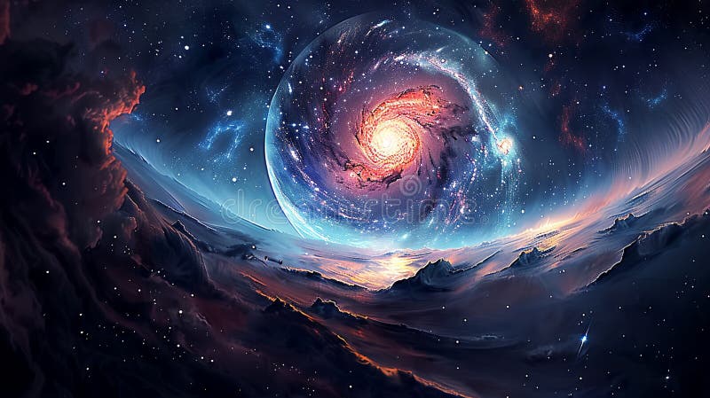 Galactic Night Sky Astronomy and Science Combined, AI Generative Stock ...