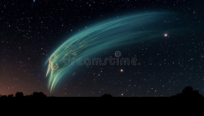 Galactic Night Sky Star Trail Illuminates Planet in Abstract Landscape ...