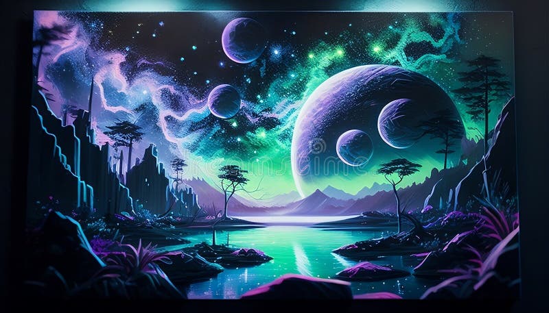 Galactic Oasis - AI Generated Artwork, Made with Generative AI Stock ...