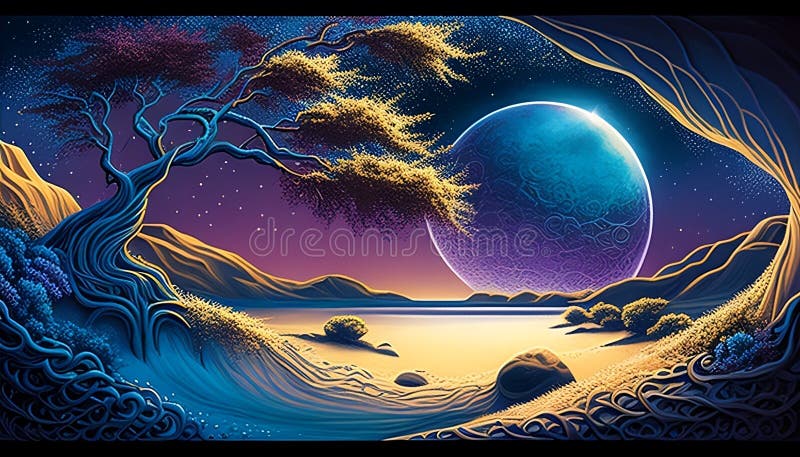 Galactic Oasis - a Mesmerizing AI Art Made with Generative AI Stock ...