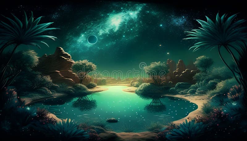 Galactic Oasis - a Mesmerizing and Tranquil Cosmic Scene, Made with ...