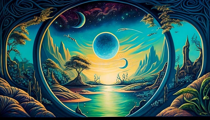 Galactic Oasis - a Surreal Universe of Vibrant Colors and Intricate ...