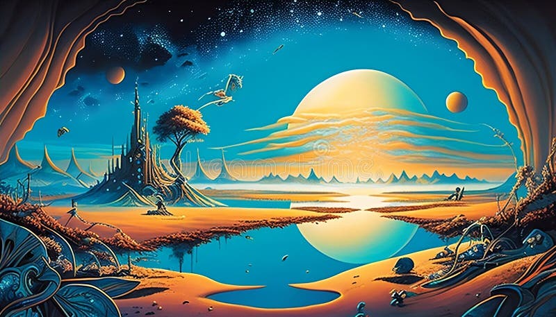 Galactic Oasis - a Surreal Universe of Vibrant Colors and Intricate ...