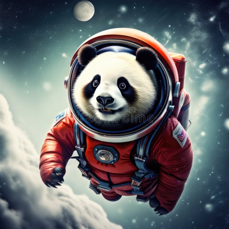 Galactic Panda Astronaut Exploring the Cosmos Stock Image - Image of ...