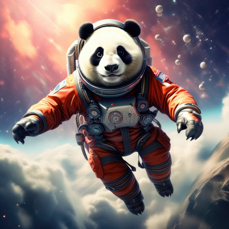 Galactic Panda Astronaut Exploring the Cosmos Stock Illustration ...