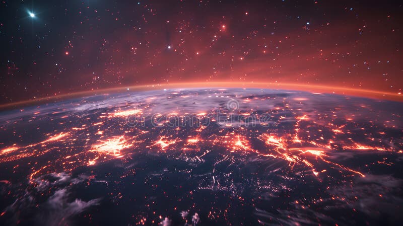 Galactic Perspective: Futuristic Earth Map in Digital Space - Abstract ...