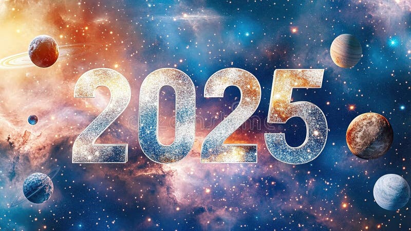 Galactic Representation of the Year 2025 Featuring Planets and Cosmic ...