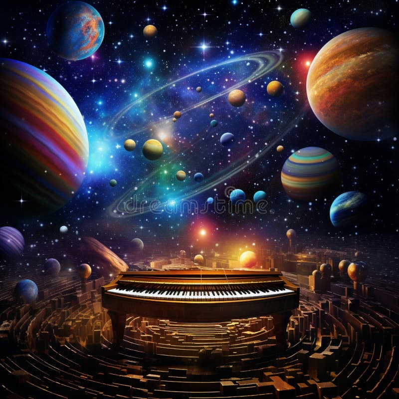 Galactic Rhapsody: a Melody of Planets and Stars Stock Photo - Image of ...