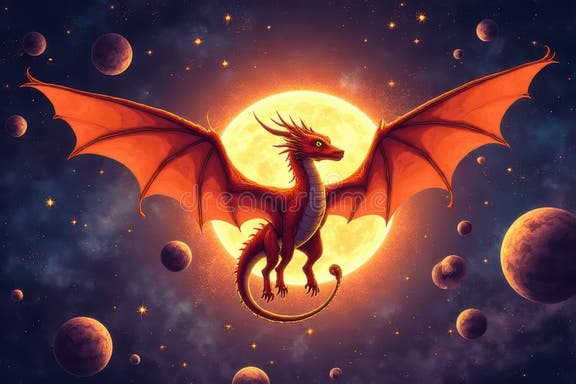 Galactic Solar Dragon Artwork: a Celestial Masterpiece in Orbit Stock ...